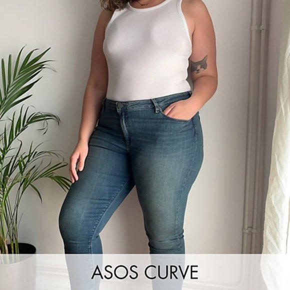 ASOS | Jeans | Asos Design Lisbon Mid Rise Jean Aged Midwash Blue ...